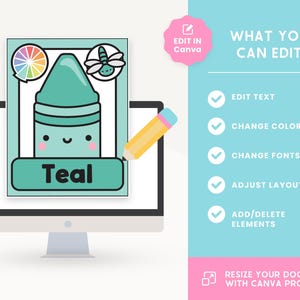 Editable Kinder Brights Color Posters | Cute Crayon-themed Classroom ...