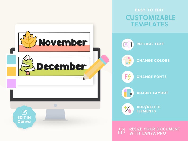 Classroom Calendar Display and Weather Station, Printable Cute Bright ...
