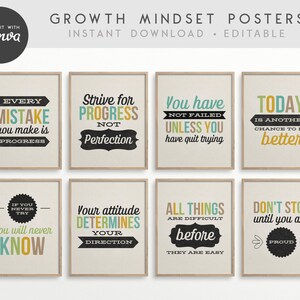 Editable Growth Mindset Classroom Printable Posters Canva - Etsy