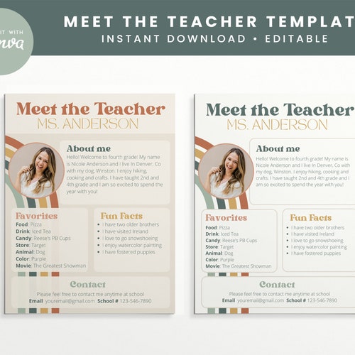 Meet the Teacher Classroom Printable Template Teacher - Etsy