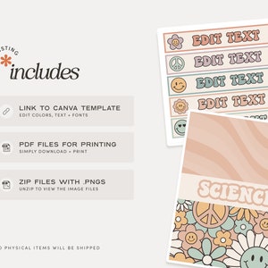 Classroom Binder Covers and Spines, Editable Groovy Retro Teacher ...