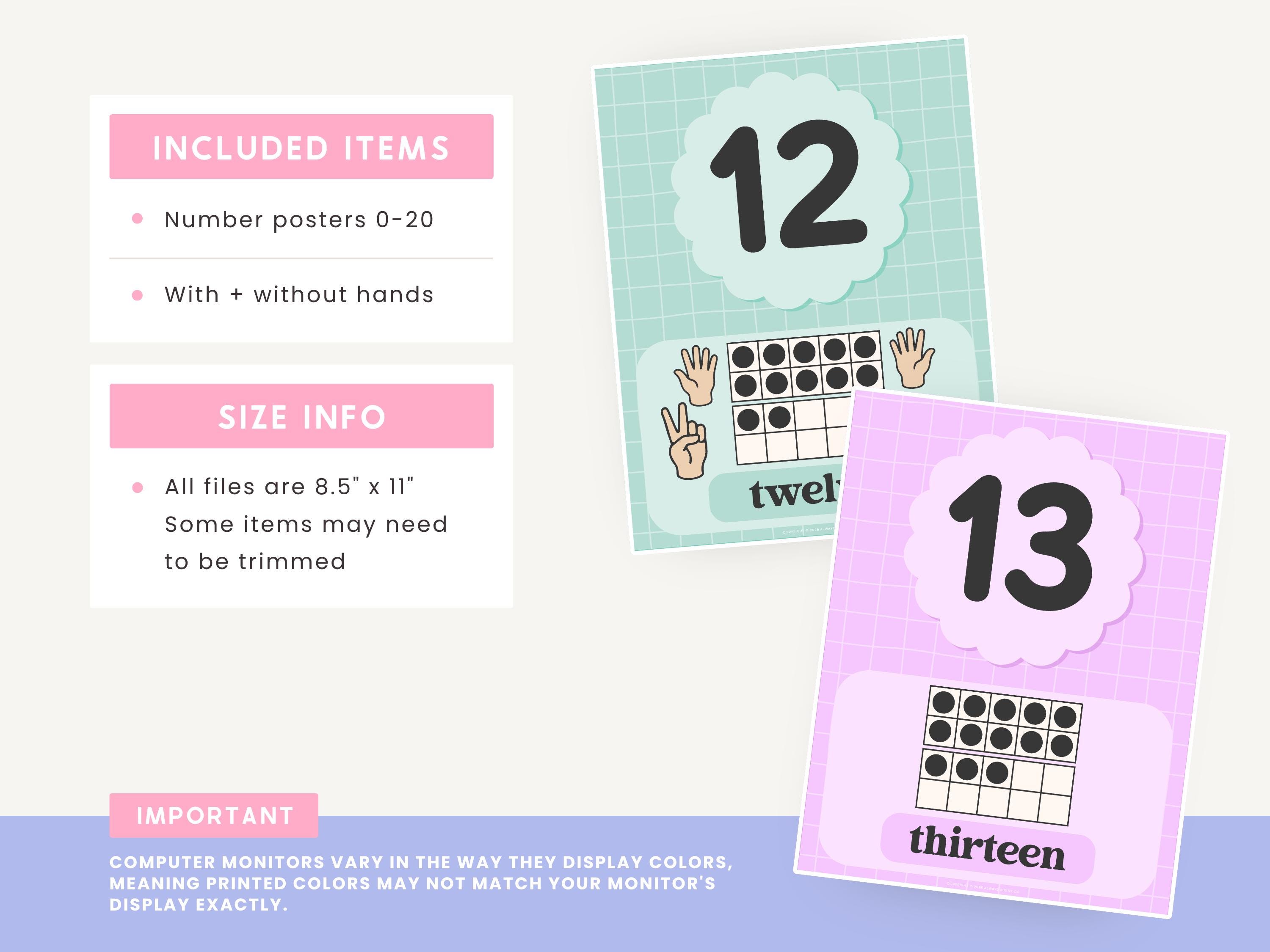 Pastel Ten Frame Number Posters | Editable Number Posters 0-20 ...