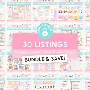 Editable Classroom Smart Pastels Complete Collection Printable Bundle ...