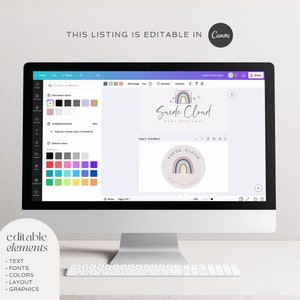 Editable Logo Design DIY Canva Rainbow Boutique Logo Cute - Etsy
