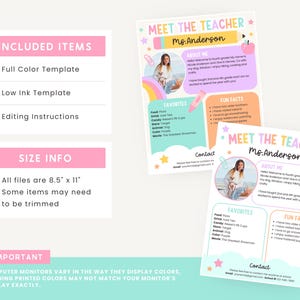 Meet the Teacher Classroom Printable Template, Teacher Introduction ...