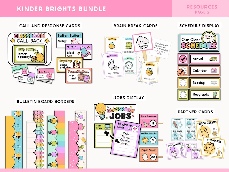 Editable Classroom Kinder Brights Printable Bundle, Canva Classroom ...
