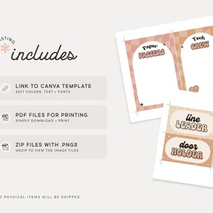 Classroom Job Display, Editable Retro Canva Templates, Pastel Groovy ...