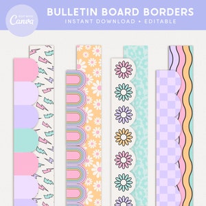 Classroom Bulletin Board Borders, Editable Canva Templates, Pastel ...