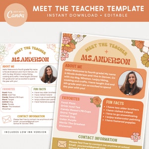 Meet the Teacher Classroom Printable Template, Teacher Introduction ...