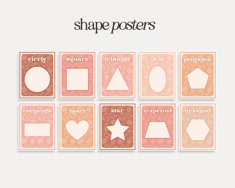 Classroom Shapes and Colors Printable Display, Editable in Canva, Pink ...
