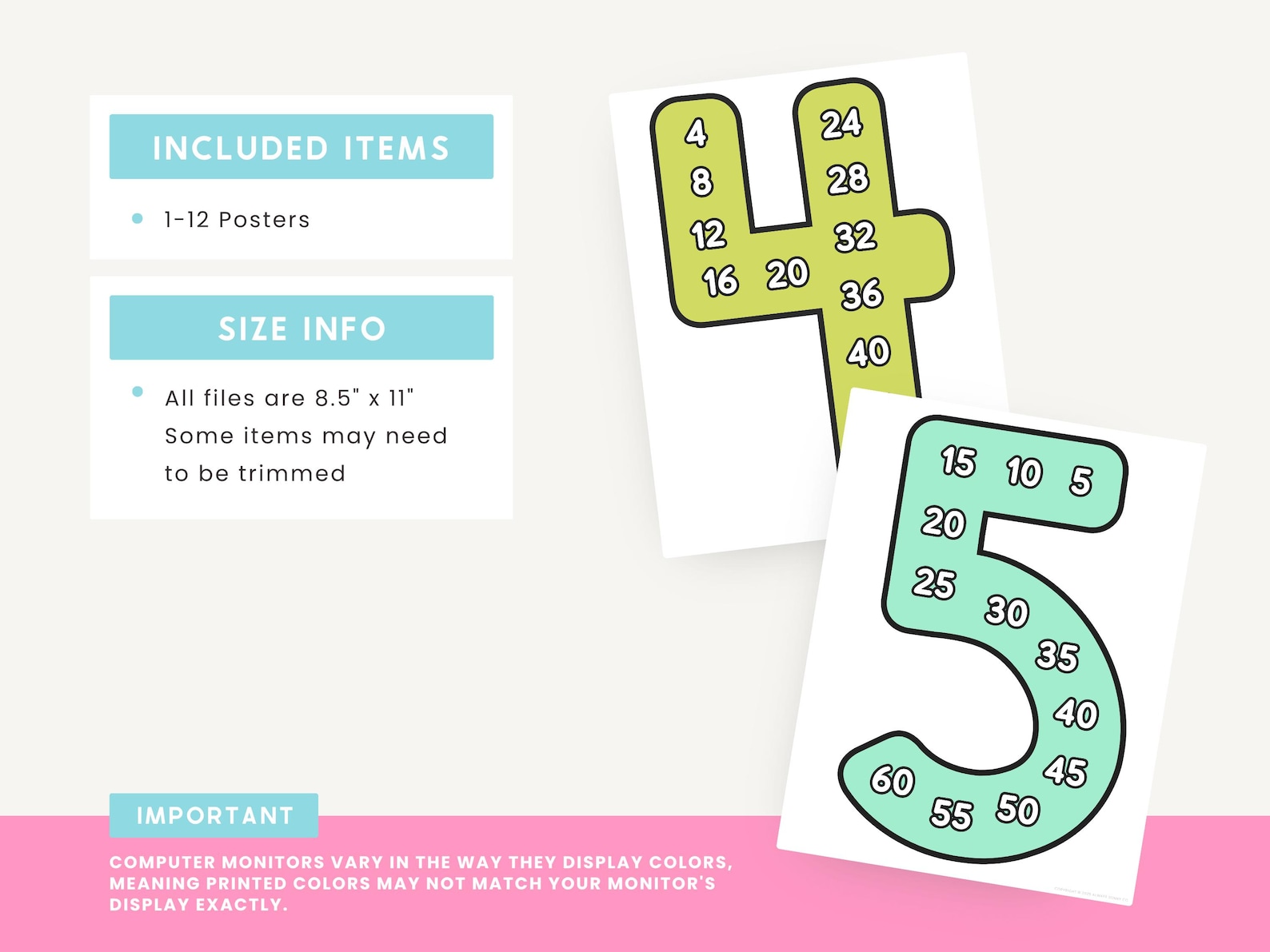 Editable Skip Counting Posters for Classroom | Colorful Numbers ...