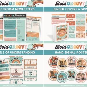 Editable Classroom Groovy Retro Complete Collection Printable Bundle ...