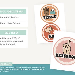 Classroom Hand Signals Poster Display, Editable in Canva, Retro Groovy ...
