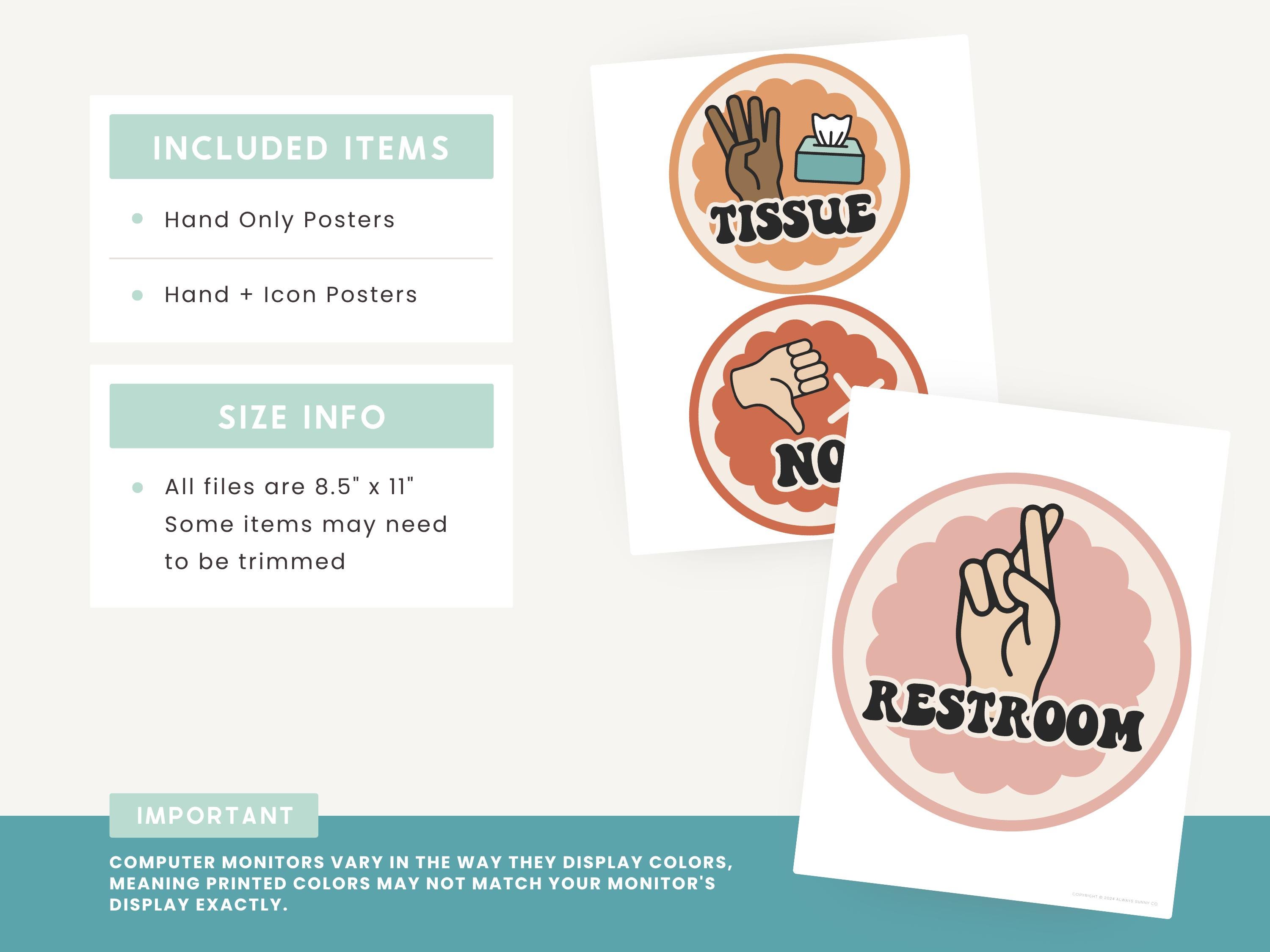 Classroom Hand Signals Poster Display, Editable in Canva, Retro Groovy ...