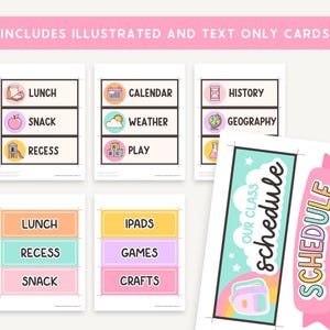 Classroom Visual Schedule, Editable Canva Template, Bright Pastel ...