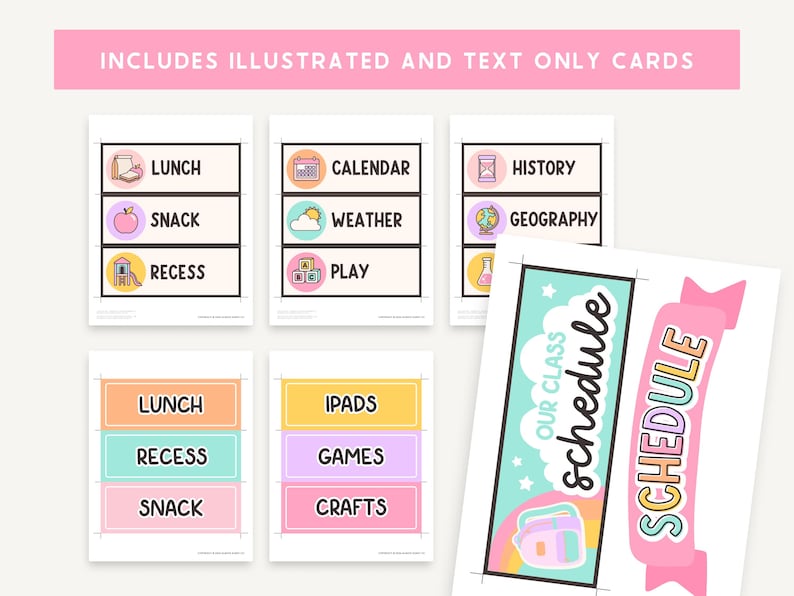 Classroom Visual Schedule, Editable Canva Template, Bright Pastel ...