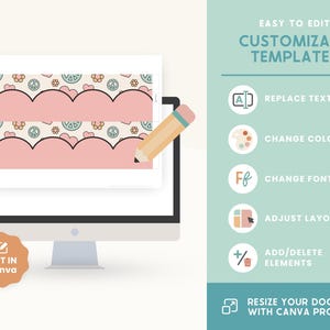 Classroom Bulletin Board Borders, Editable Canva Templates, Groovy ...
