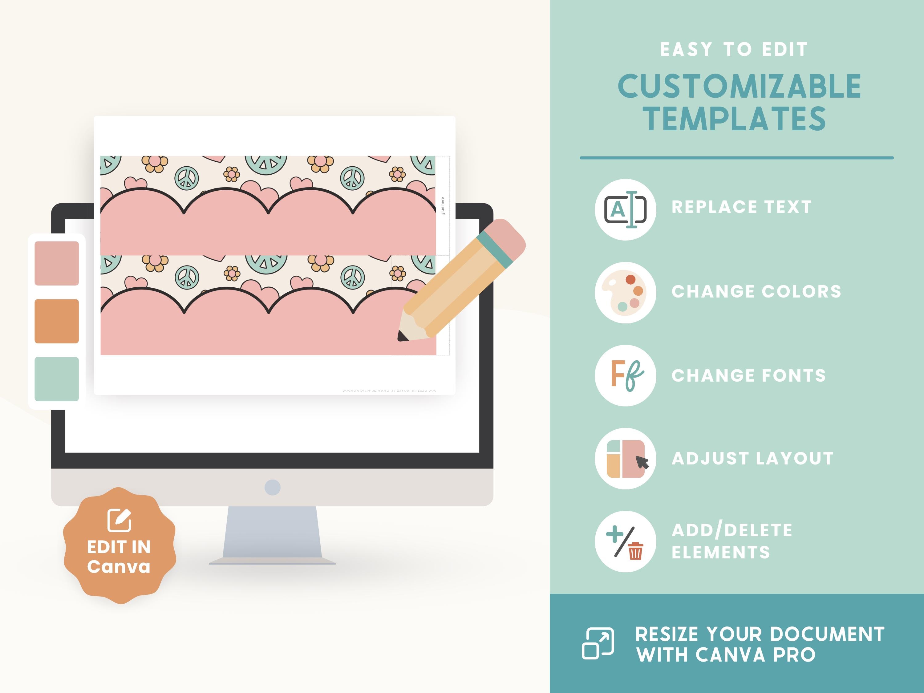 Classroom Bulletin Board Borders, Editable Canva Templates, Groovy ...