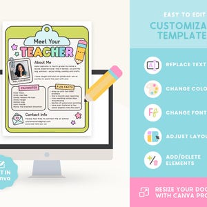 Meet the Teacher Classroom Printable Template, Teacher Introduction ...
