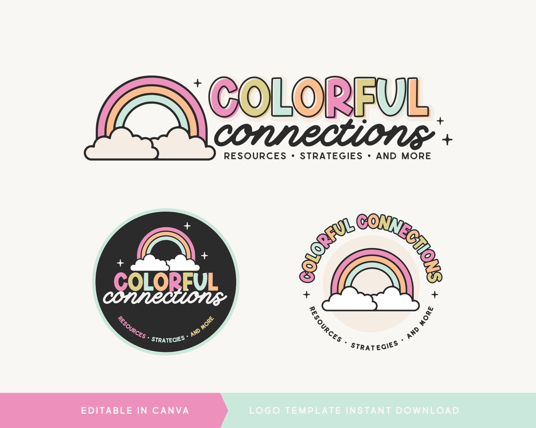 Colorful Teacher Logo Design - Editable Canva Template, Charming and ...