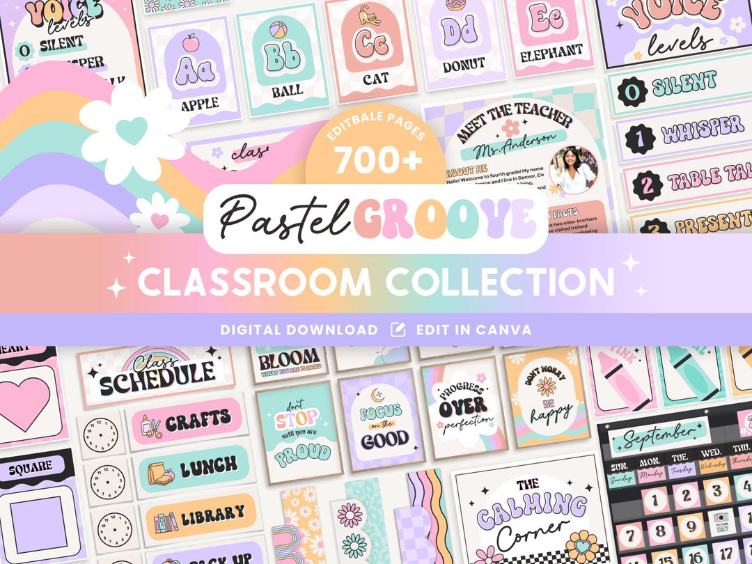 Editable Classroom Groovy Pastel Complete Collection Printable Bundle ...