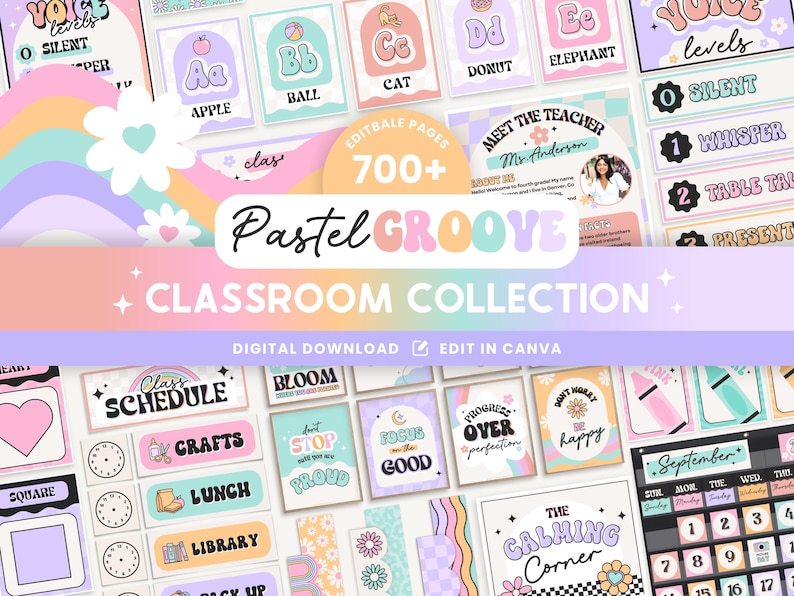 Editable Classroom Groovy Pastel Complete Collection Printable Bundle ...