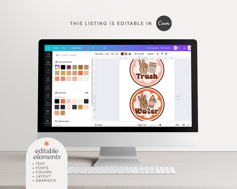 Classroom Hand Signals Poster Display, Editable in Canva, Retro Groovy ...