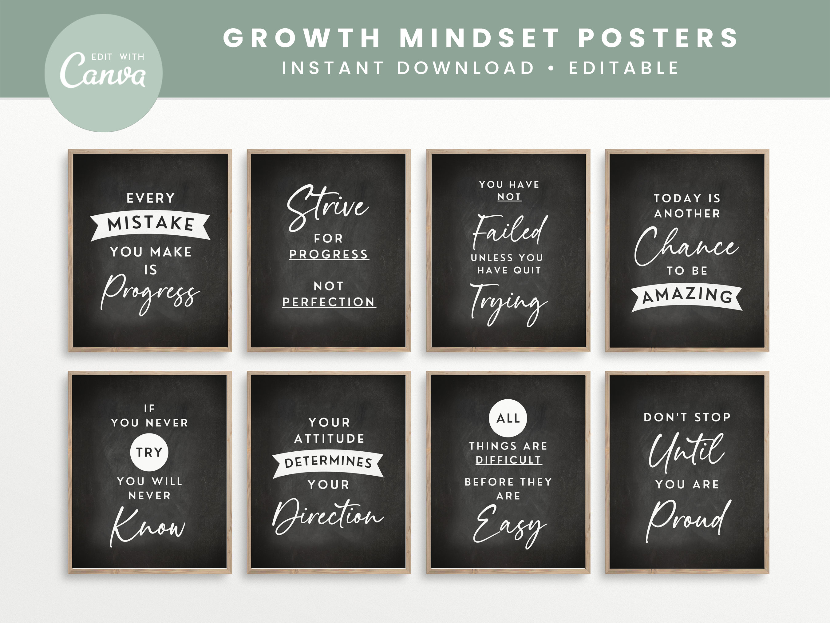 Growth Mindset Editable Classroom Printable Posters Classroom - Etsy