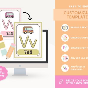 Alphabet Classroom Editable Posters, Bright Letter Templates, Desert ...