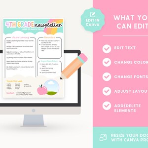 Classroom Newsletter Editable Templates, Back to School, Rainbow ...