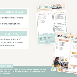 Classroom Newsletter Editable Templates, Back to School, Boho Classroom ...