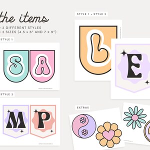Classroom Bulletin Board Letters, Editable in Canva, Groovy Pastel ...