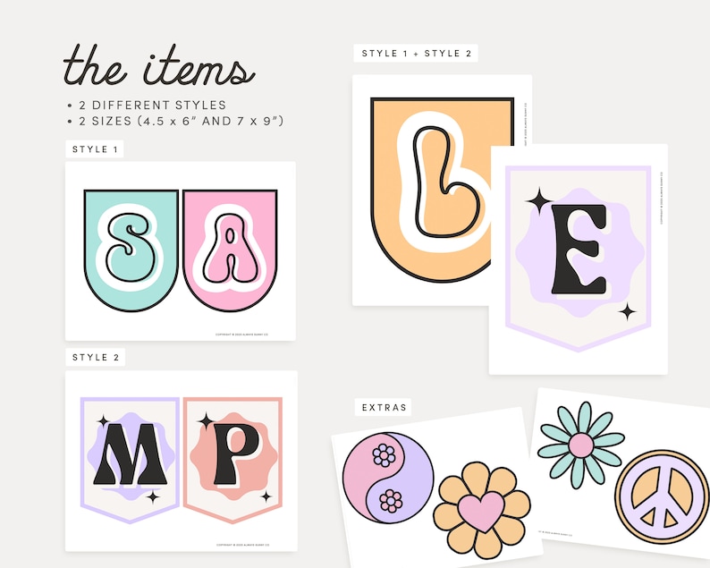 Classroom Bulletin Board Letters, Editable in Canva, Groovy Pastel ...
