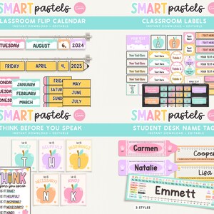 Editable Classroom Smart Pastels Complete Collection Printable Bundle ...