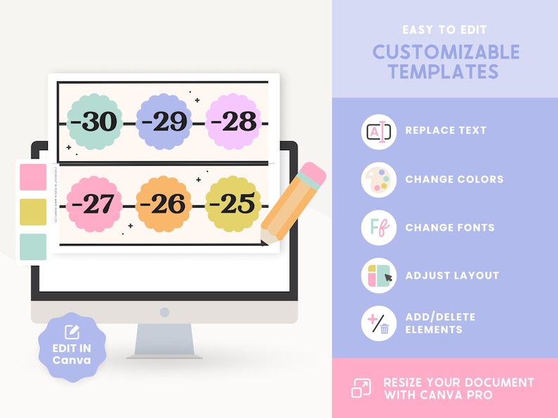 Editable Number Line for Classroom | Colorful Wonder Daze Math Wall ...