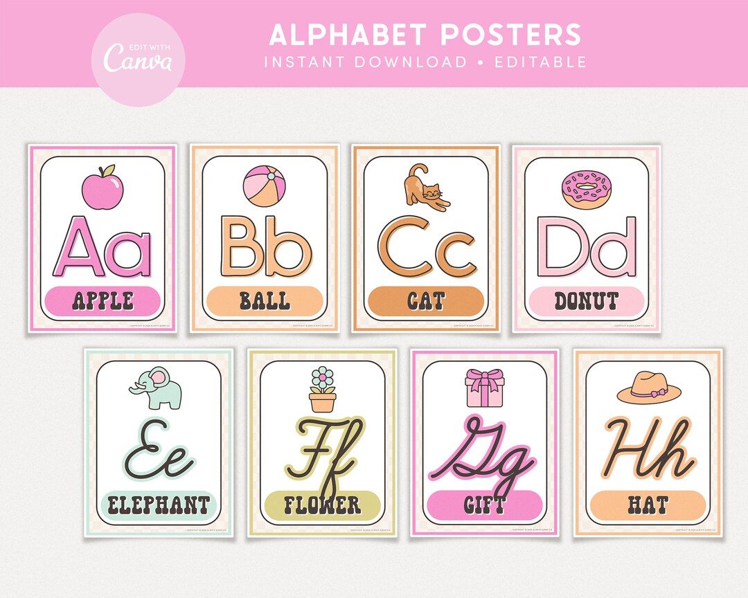 Alphabet Classroom Editable Posters, Bright Letter Templates, Desert ...