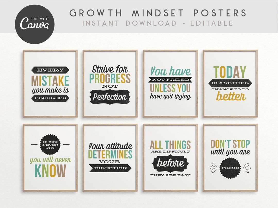 Editable Growth Mindset Classroom Printable Posters Canva - Etsy