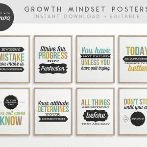 Editable Growth Mindset Classroom Printable Posters Canva - Etsy