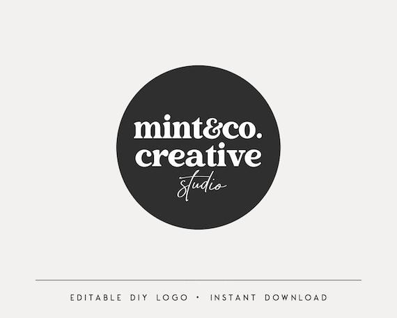 Editable Logo Design DIY Circle Logo Retro Creative Logo - Etsy