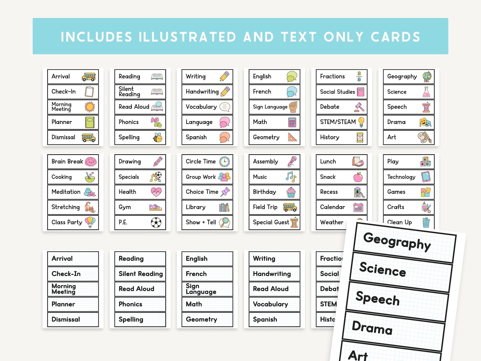 Editable Visual Schedule Cards | Colorful Classroom Timetable Display ...