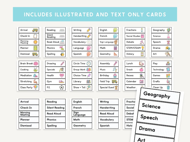 Editable Visual Schedule Cards | Colorful Classroom Timetable Display ...