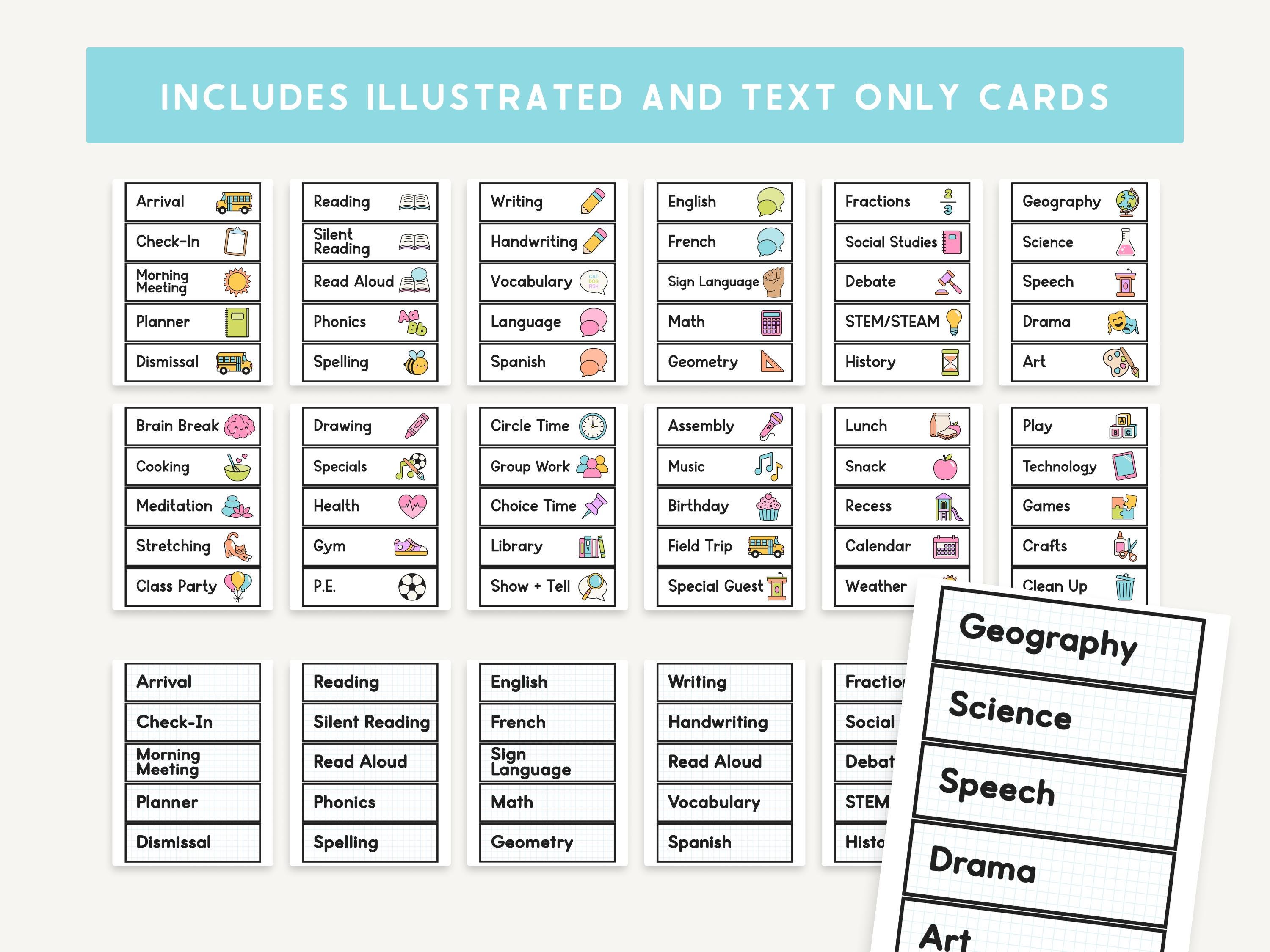 Editable Visual Schedule Cards | Colorful Classroom Timetable Display ...