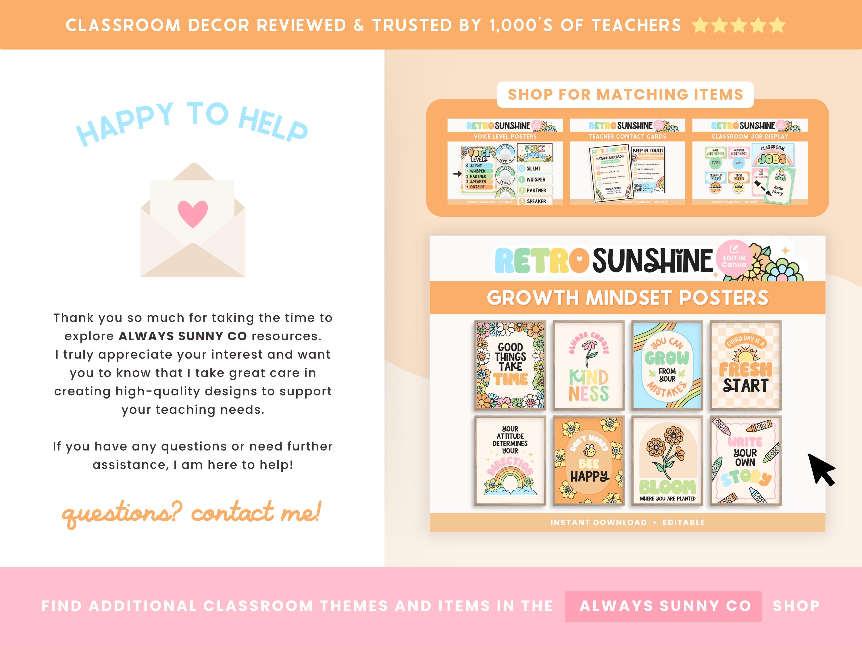 Retro Sunshine Alphabet Posters | Editable Canva ABC Wall Cards With ...