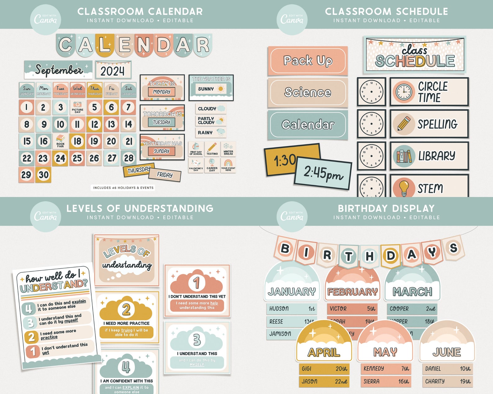 Editable Classroom Soft Clouds Complete Collection Printable Bundle ...