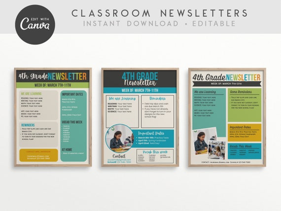 Classroom Newsletter Editable Templates Back to School | Etsy
