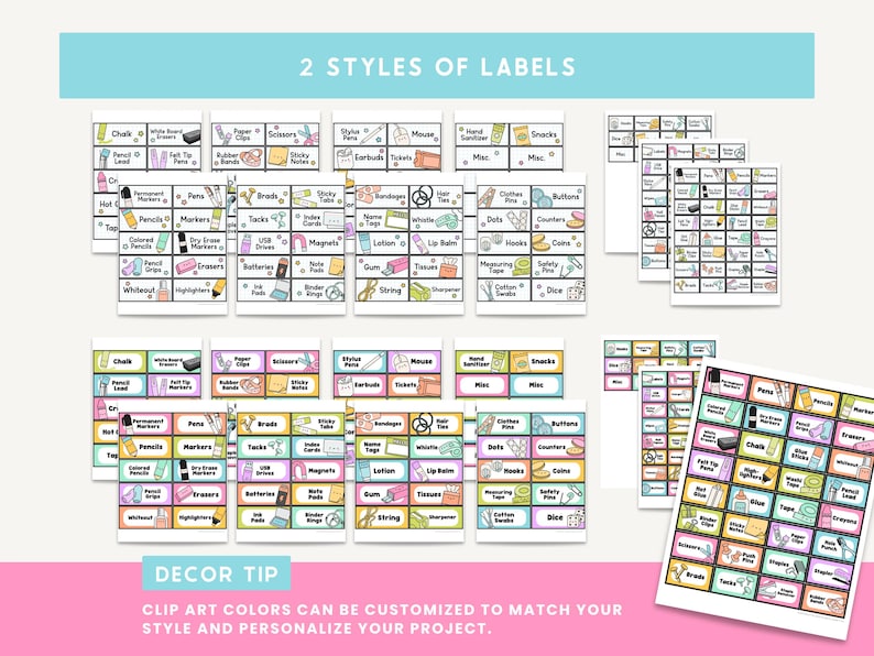 Classroom Drawer Labels With Cute Clip Art | Pastel Teacher Toolbox ...