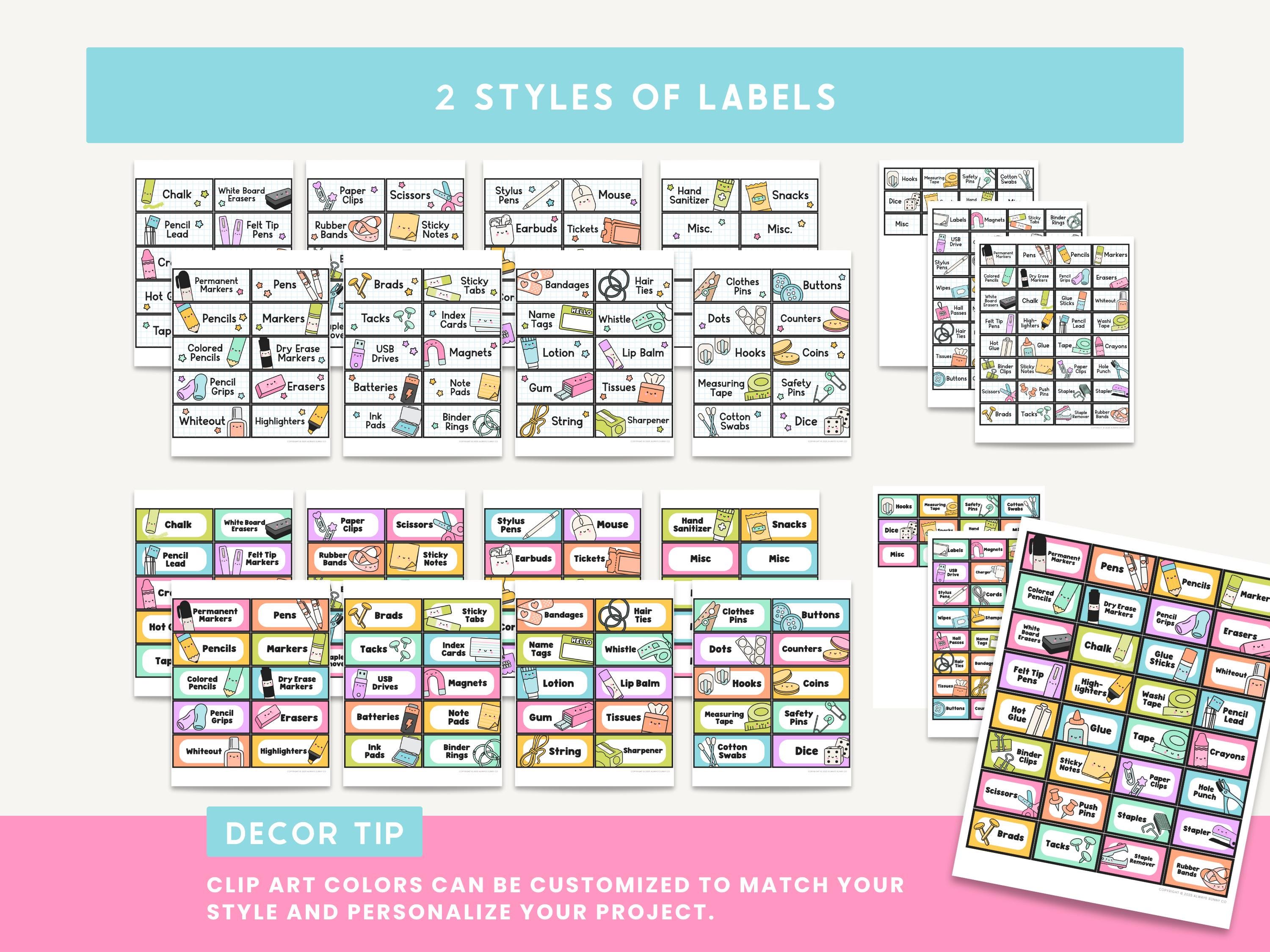 Classroom Drawer Labels With Cute Clip Art | Pastel Teacher Toolbox ...
