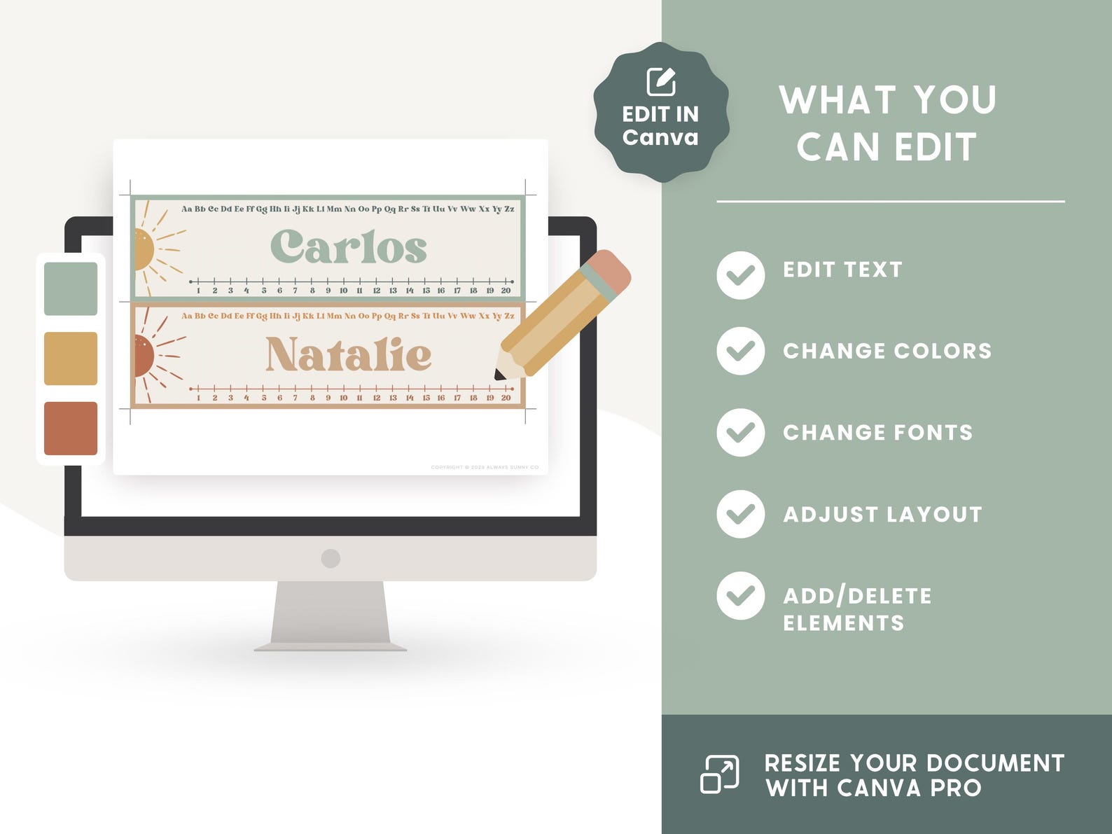 Student Desk Name Labels, Editable Classroom Printables, Student Name ...