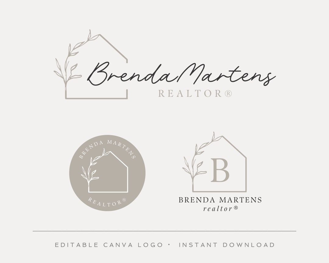 Editable Logo Design, DIY Canva Realtor House Logo, Elegant Logo, Real ...