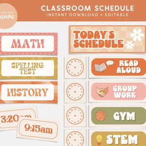 Editable Retro Classroom Decor, Bright Printable Teacher Bundle ...